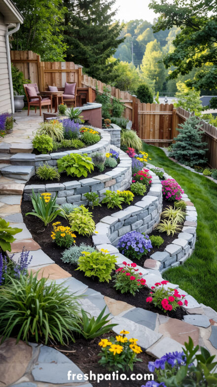 Sloped Yard Design: 26 Landscaping Ideas for Retaining Walls, Fire Pits ...