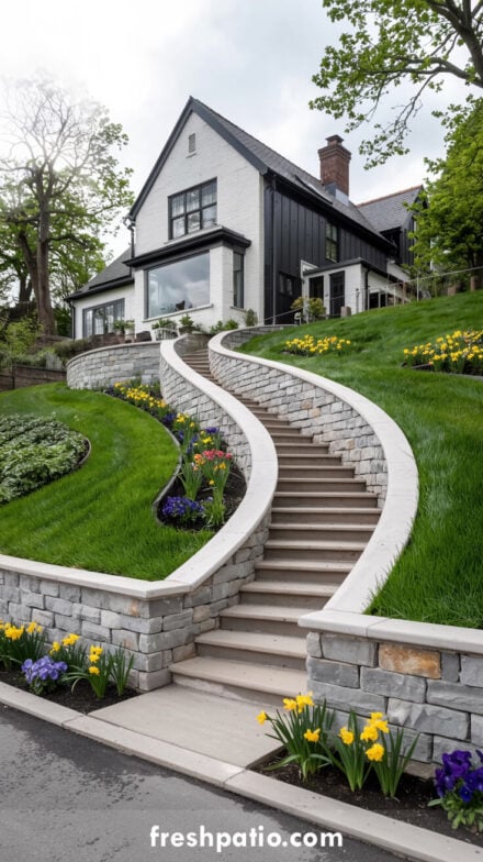 Sloped Yard Design: 26 Landscaping Ideas for Retaining Walls, Fire Pits ...